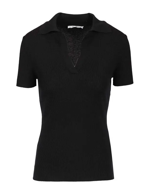 Max Mara Ribbed Wool Polo Shirt - Black