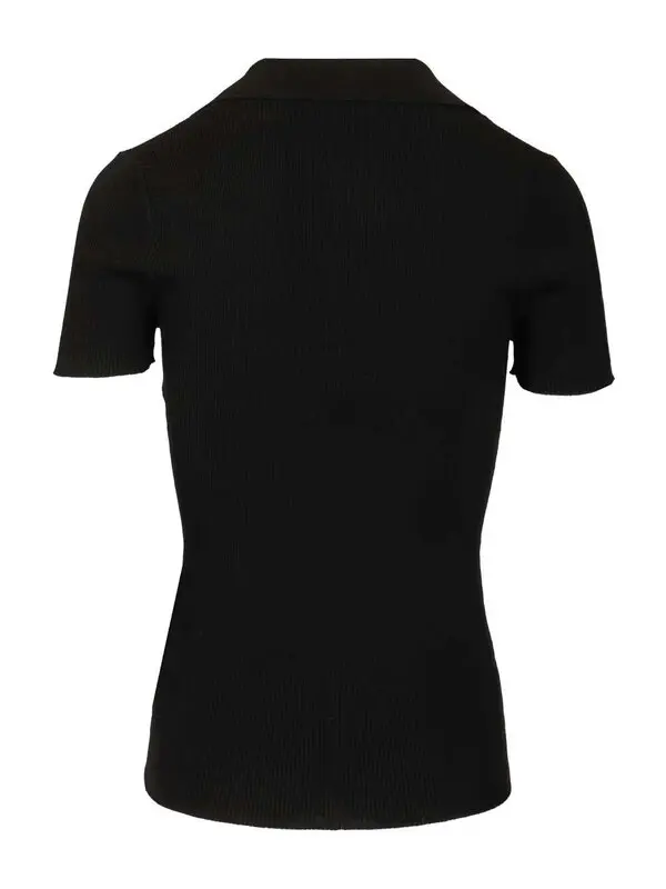 Max Mara Ribbed Wool Polo Shirt - Black