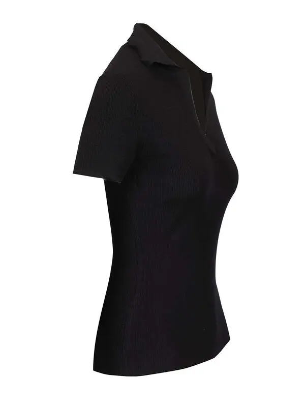 Max Mara Ribbed Wool Polo Shirt - Black