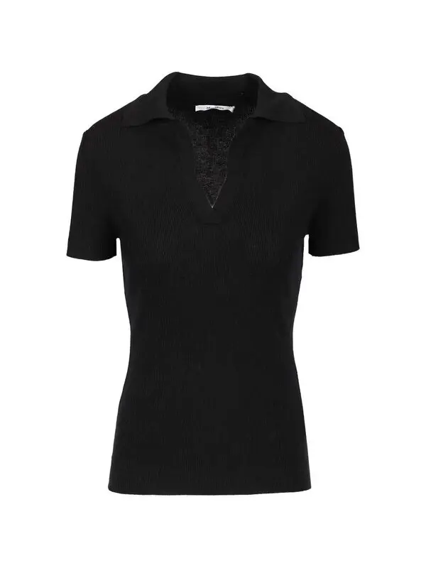 Max Mara Ribbed Wool Polo Shirt - Black
