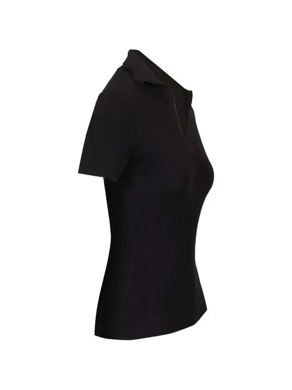 Max Mara Ribbed Wool Polo Shirt - Black