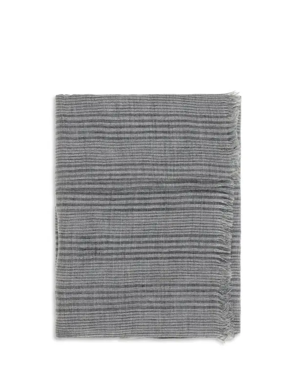 Brunello Cucinelli Linen Scarf With Lurex Details - Gray