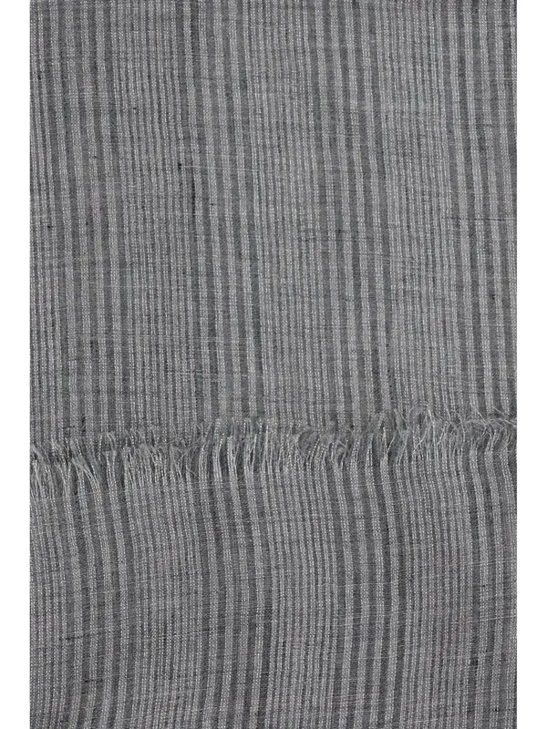 Brunello Cucinelli Linen Scarf With Lurex Details - Gray