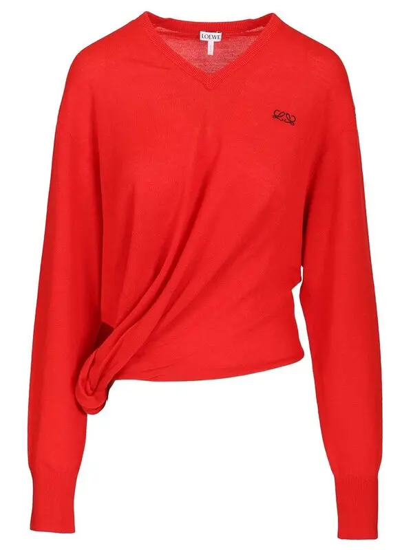 Loewe Asymmetrical Draped Merino Wool Sweater