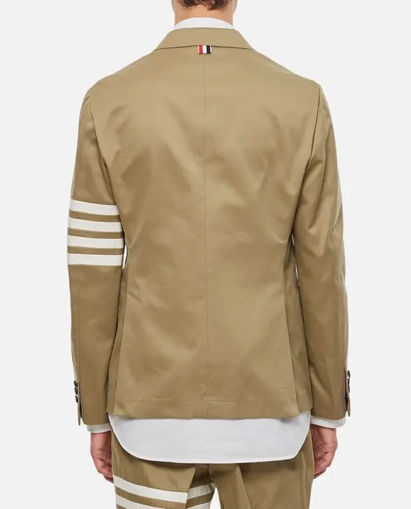 Thom Browne Single Breasted Cotton Twill Sport Jacket With Four Bar Detail - Multicolor