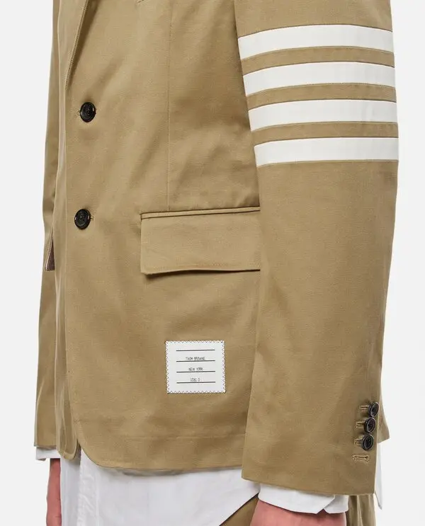 Thom Browne Single Breasted Cotton Twill Sport Jacket With Four Bar Detail - Multicolor