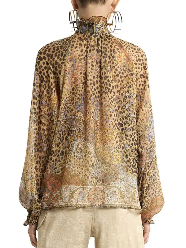 Etro Silk Chiffon Blouse With Animal Paisley Pattern - Multicolor