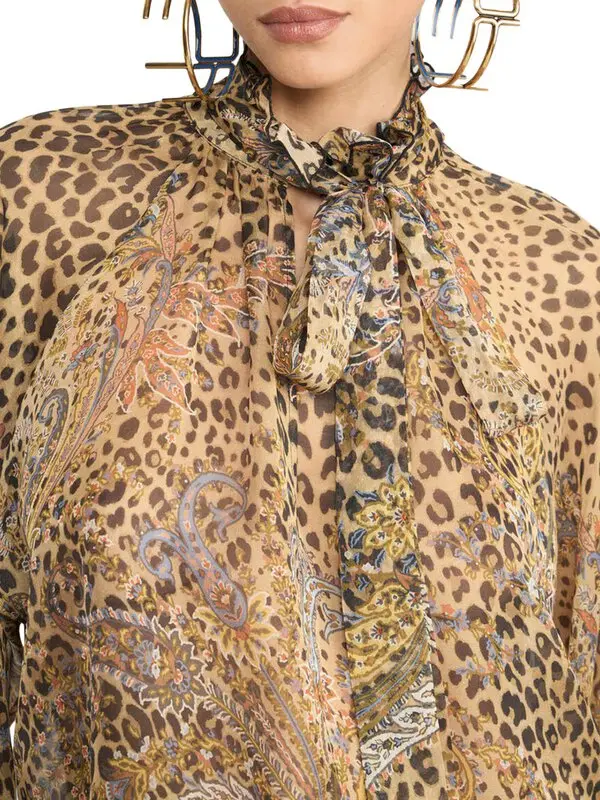 Etro Silk Chiffon Blouse With Animal Paisley Pattern - Multicolor