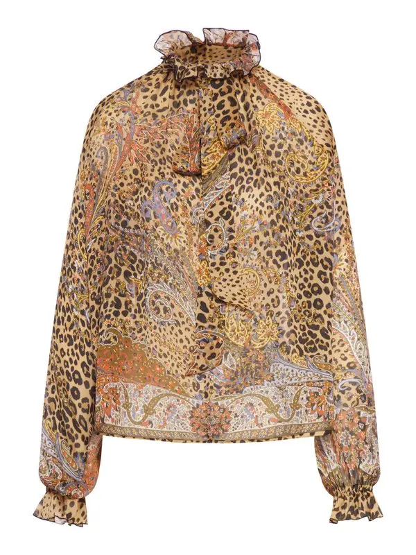 Etro Silk Chiffon Blouse With Animal Paisley Pattern - Multicolor
