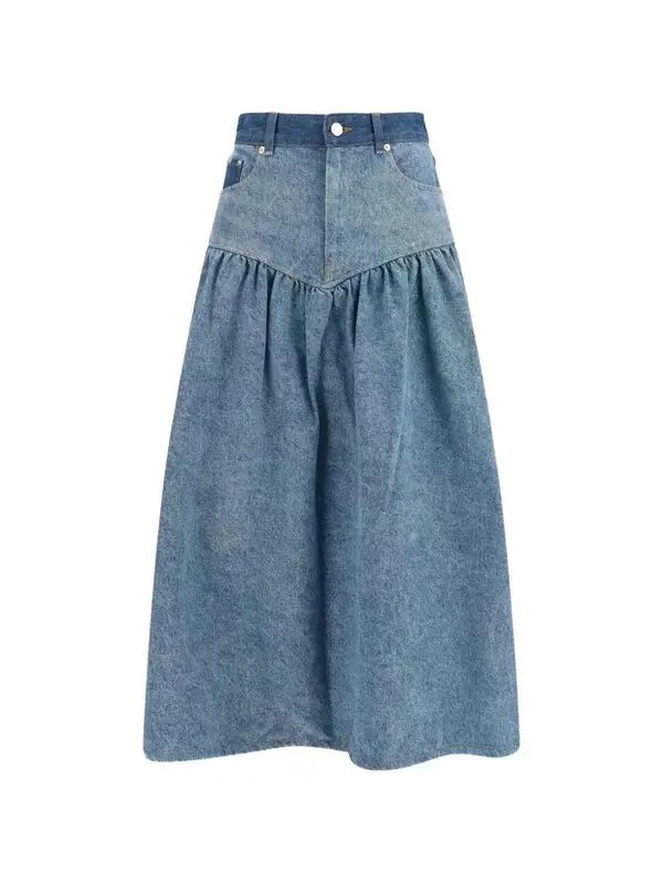 GANNI Patchwork Denim Skirt