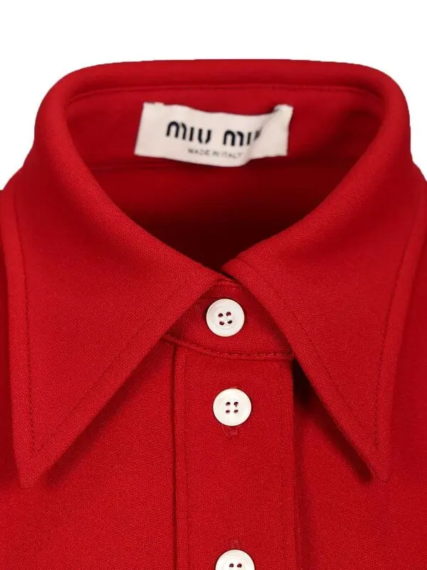 Miu Miu Technical Jersey Polo Shirt With Embroidered Logo - Red