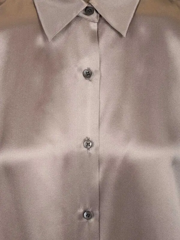 Dries Van Noten Stretch Satin Silk Shirt - Gray