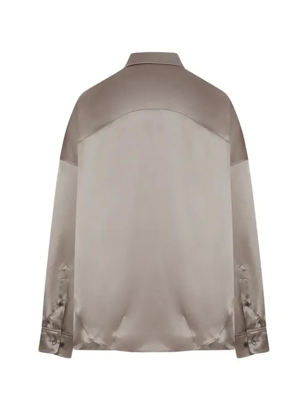Dries Van Noten Stretch Satin Silk Shirt - Gray