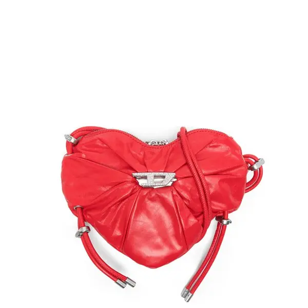 DIESEL® Heart-shaped Embellished Logo Crossbody Bag - Red