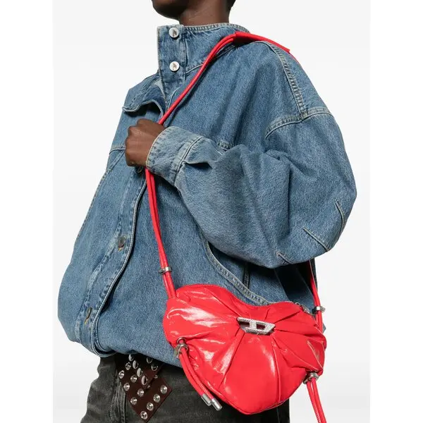 DIESEL® Heart-shaped Embellished Logo Crossbody Bag - Red