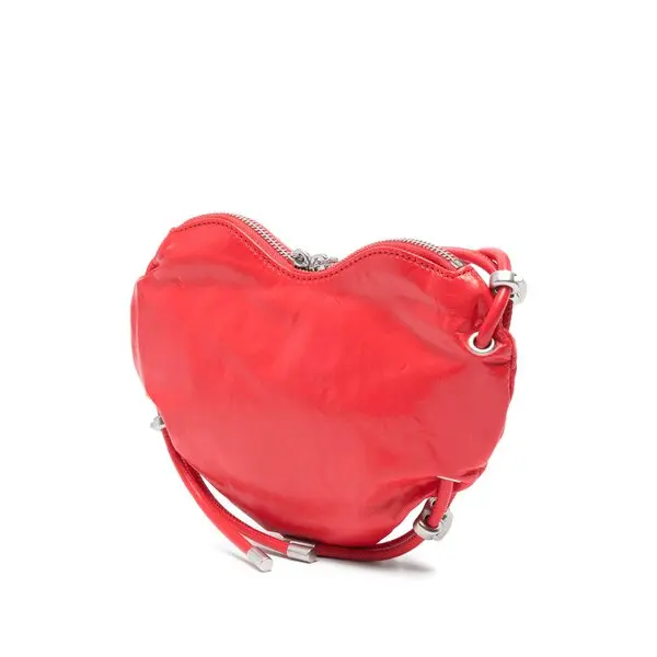 DIESEL® Heart-shaped Embellished Logo Crossbody Bag - Red