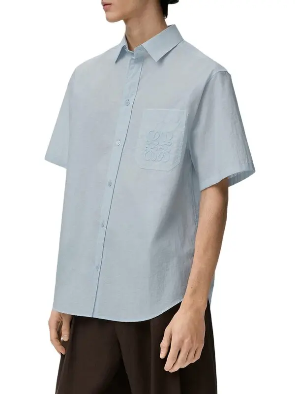 Loewe X Paula`s Ibiza Short-sleeved Textured Poplin Shirt - Blue