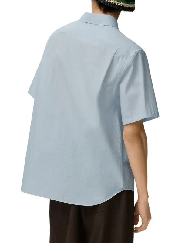 Loewe X Paula`s Ibiza Short-sleeved Textured Poplin Shirt - Blue