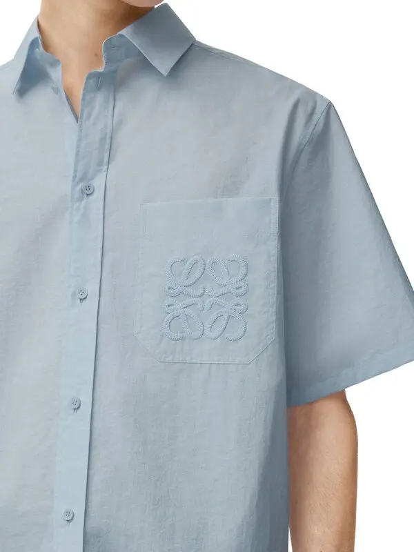 Loewe X Paula`s Ibiza Short-sleeved Textured Poplin Shirt - Blue