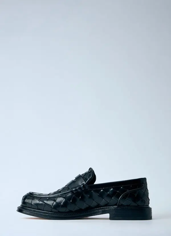 Bottega Veneta James Woven Leather Loafers - Black