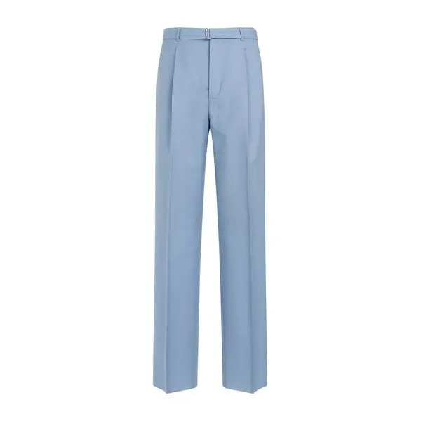 LANVIN Wide Leg Virgin Wool Trousers With Buckled Belt