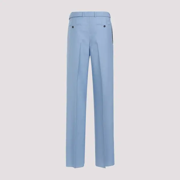 LANVIN Wide Leg Virgin Wool Trousers With Buckled Belt