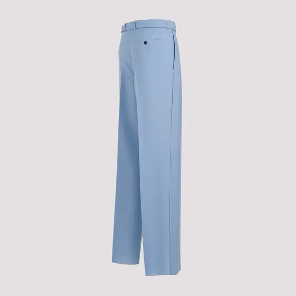 LANVIN Wide Leg Virgin Wool Trousers With Buckled Belt