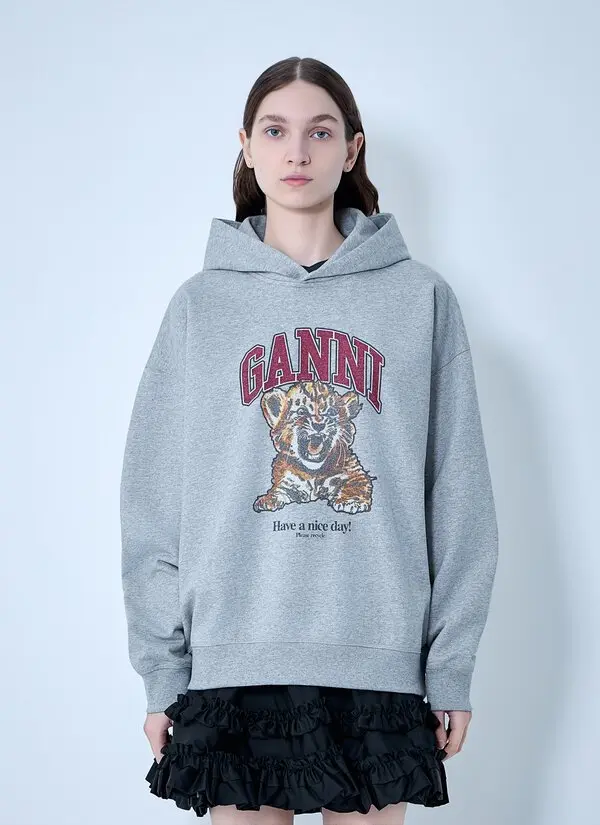 GANNI Baby Tiger Print Cotton Jersey Sweatshirt