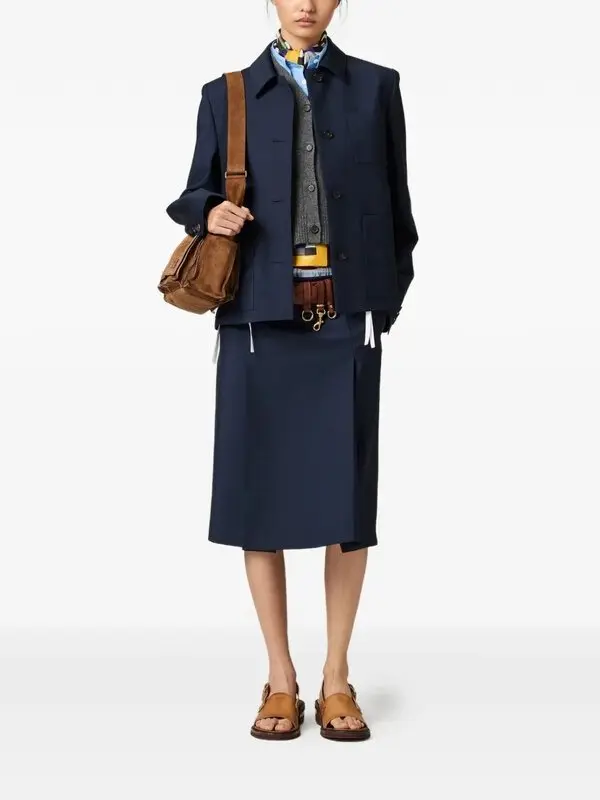 Miu Miu Sleeveless Cotton Shirt With Embroidered Logo - Blue