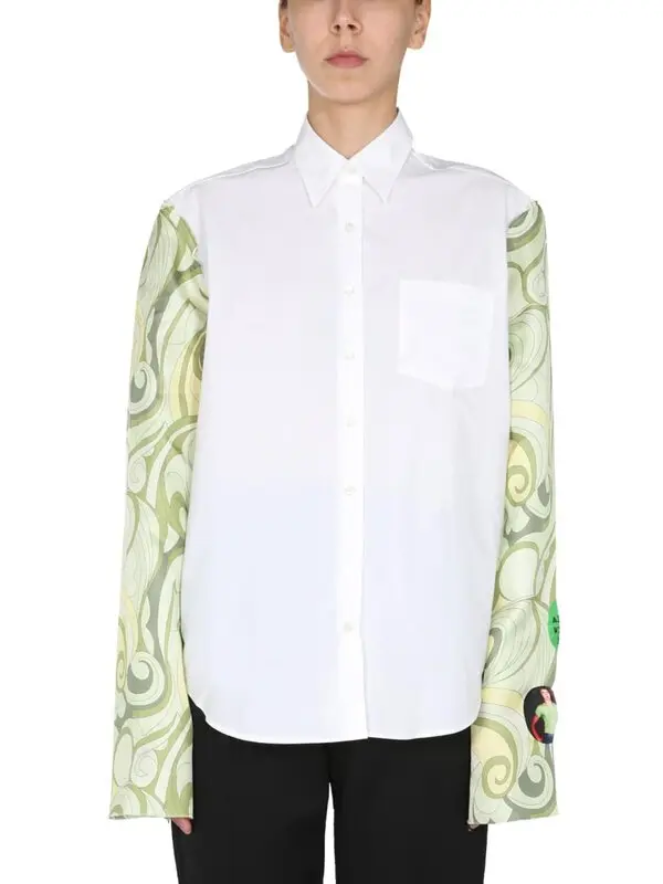 Raf Simons Regular Fit Shirt With Printed Sleeves - Yellow