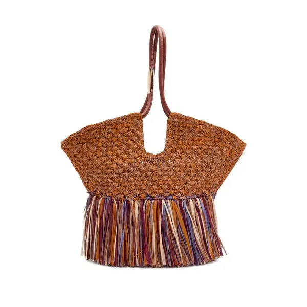 Zimmermann Raffia Tote Bag With Fringe - Brown