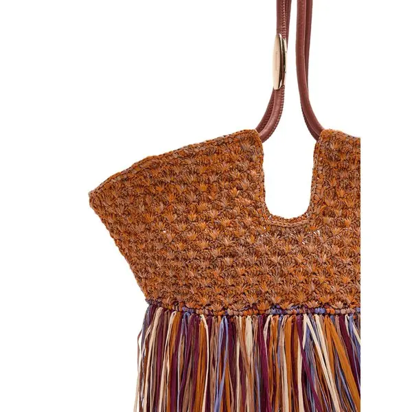 Zimmermann Raffia Tote Bag With Fringe - Brown