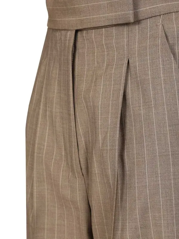 Max Mara Pinstriped Virgin Wool Trousers - Brown