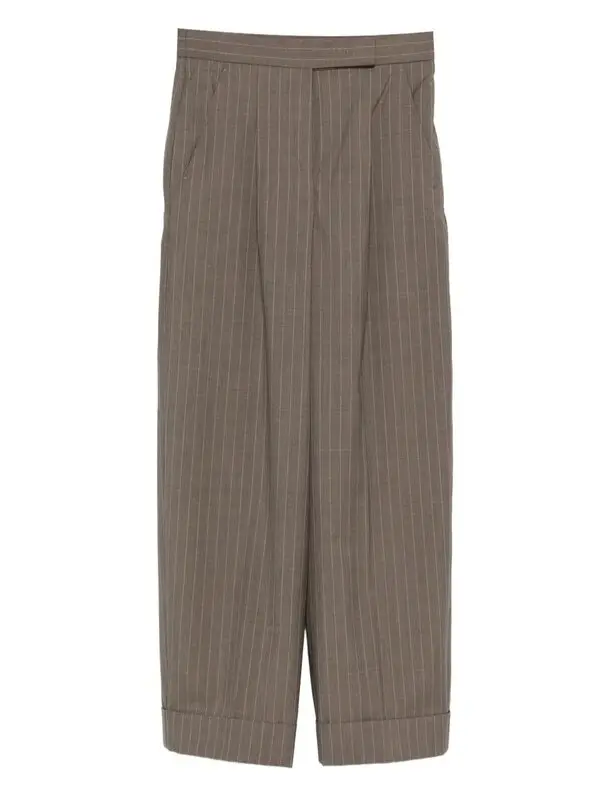 Max Mara Pinstriped Virgin Wool Trousers - Brown