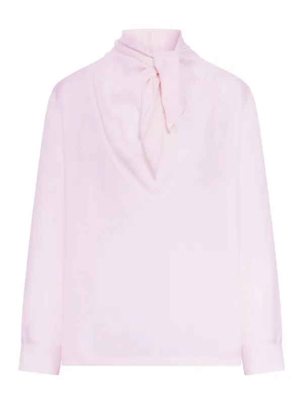 Max Mara Silk Charmeuse Blouse With Scarf Collar - Pink
