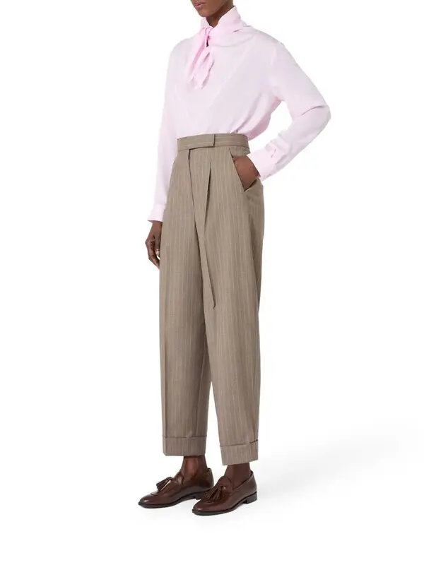 Max Mara Silk Charmeuse Blouse With Scarf Collar - Pink
