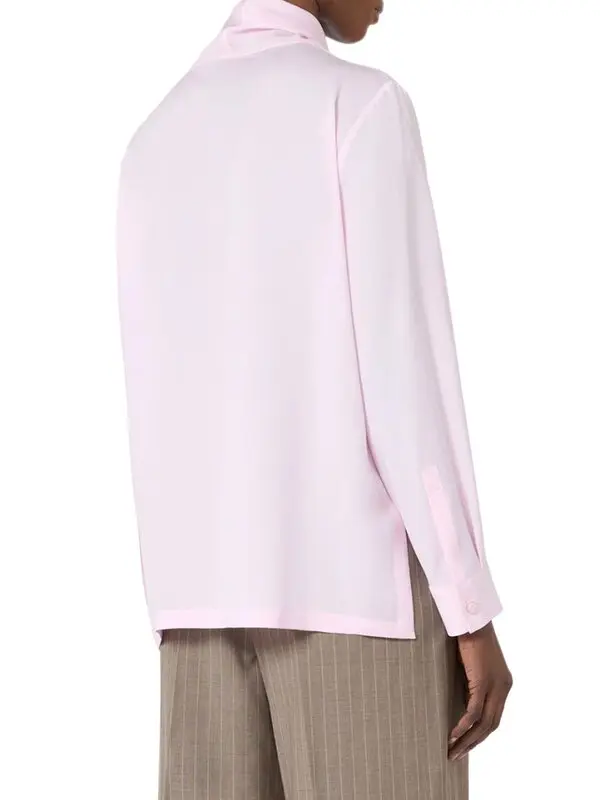Max Mara Silk Charmeuse Blouse With Scarf Collar - Pink