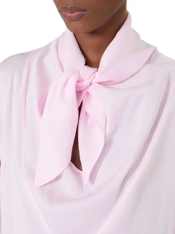 Max Mara Silk Charmeuse Blouse With Scarf Collar - Pink