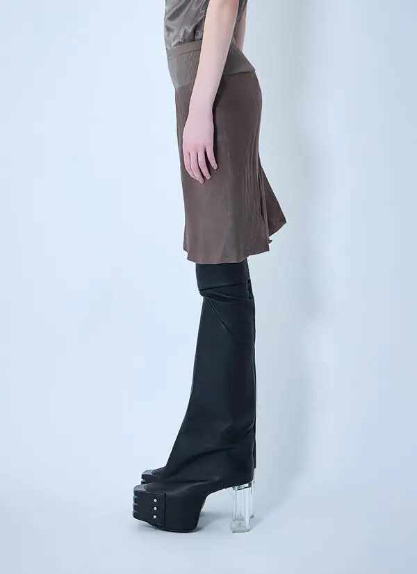 Rick Owens Midi Skirt With Ribbed Waistband