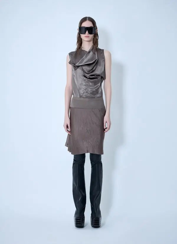 Rick Owens Midi Skirt With Ribbed Waistband