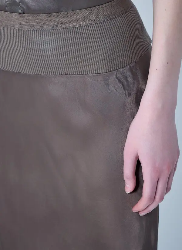 Rick Owens Midi Skirt With Ribbed Waistband