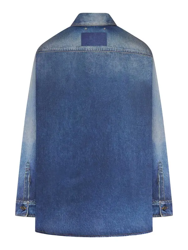 GOLDEN GOOSE Oversized Denim Print Shirt - Blue