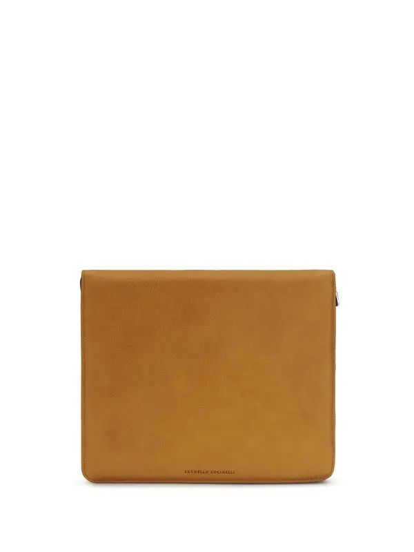 Brunello Cucinelli Leather Laptop Case - Brown