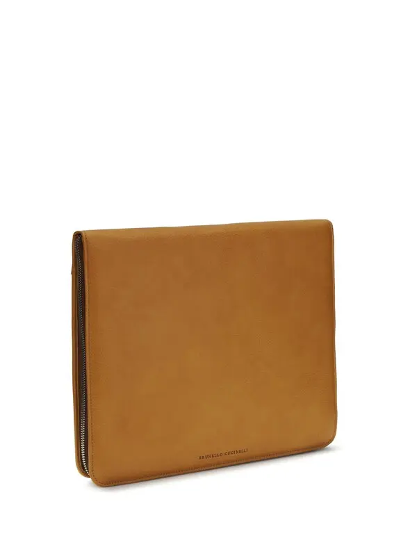 Brunello Cucinelli Leather Laptop Case - Brown