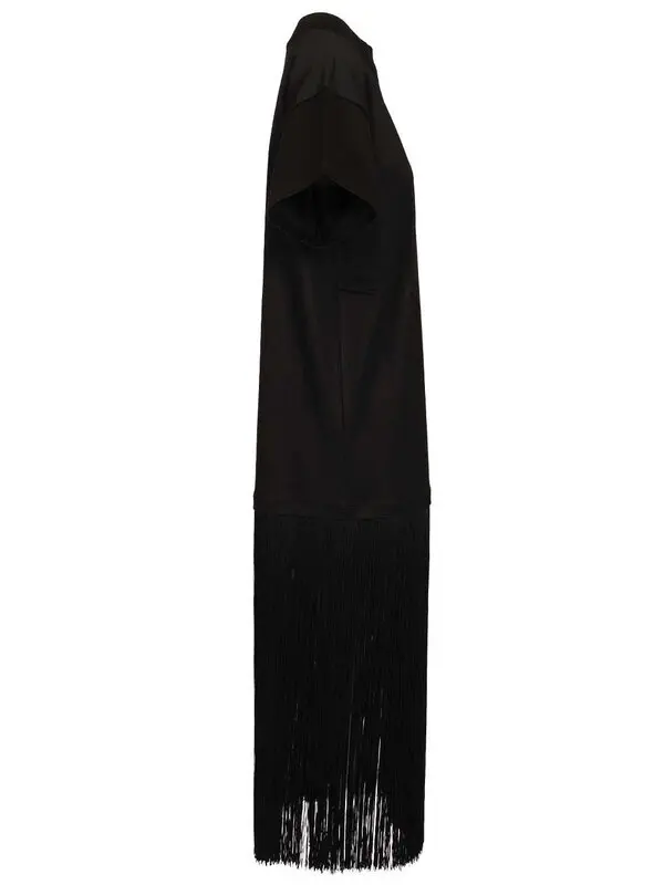 Alaïa Cotton Jersey T-shirt Dress With Fringe