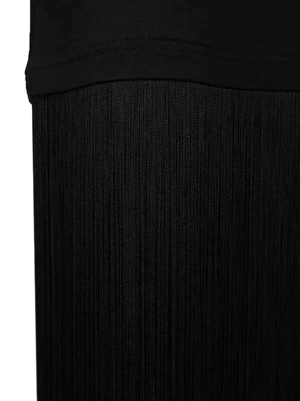 Alaïa Cotton Jersey T-shirt Dress With Fringe