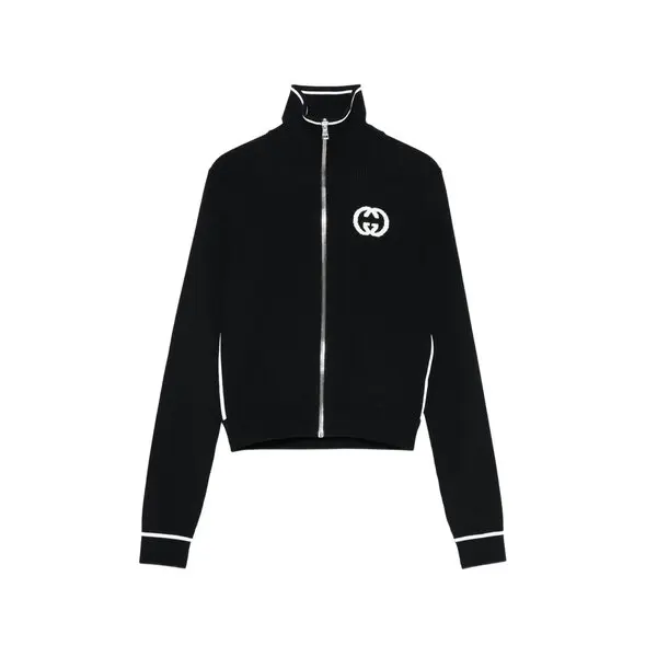 Gucci Intarsia-knit Logo Zip Cardigan