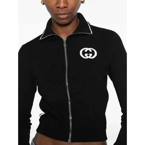 Gucci Intarsia-knit Logo Zip Cardigan