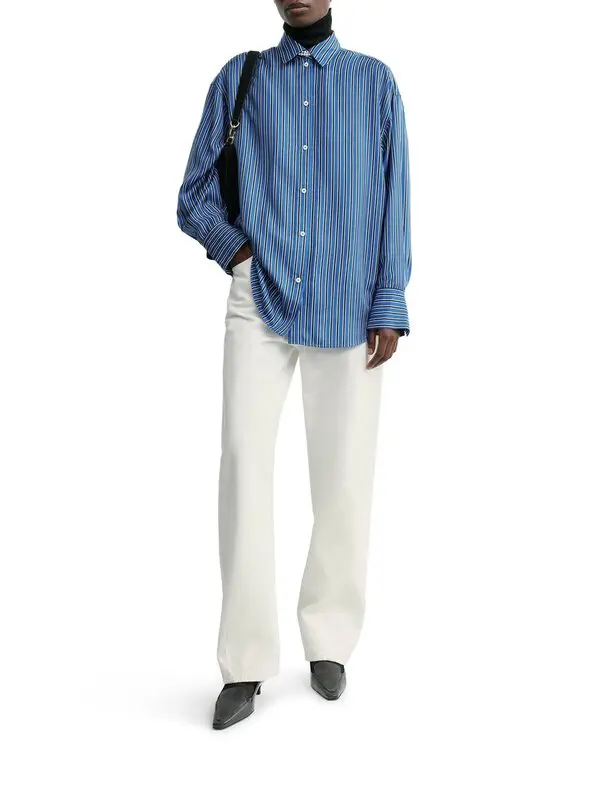 TOTEME Oversized Striped Silk Shirt - Multicolor
