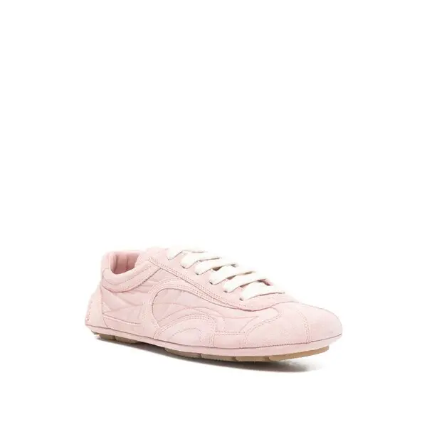 Prada Suede And Recycled Polyamide Lace-up Sneakers - Pink